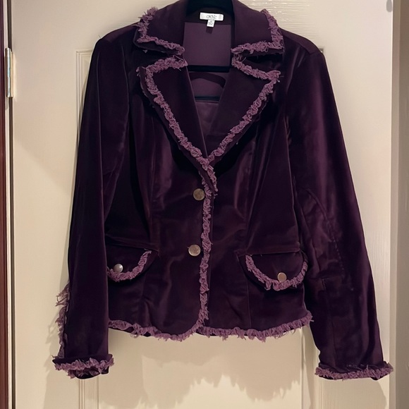 Cache | Jackets & Coats | Cache Plum Velvet Jacket | Poshmark